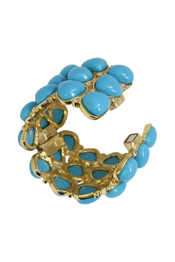 KENNETH JAY LANE Turquoise Rounded Bracelet - Gold