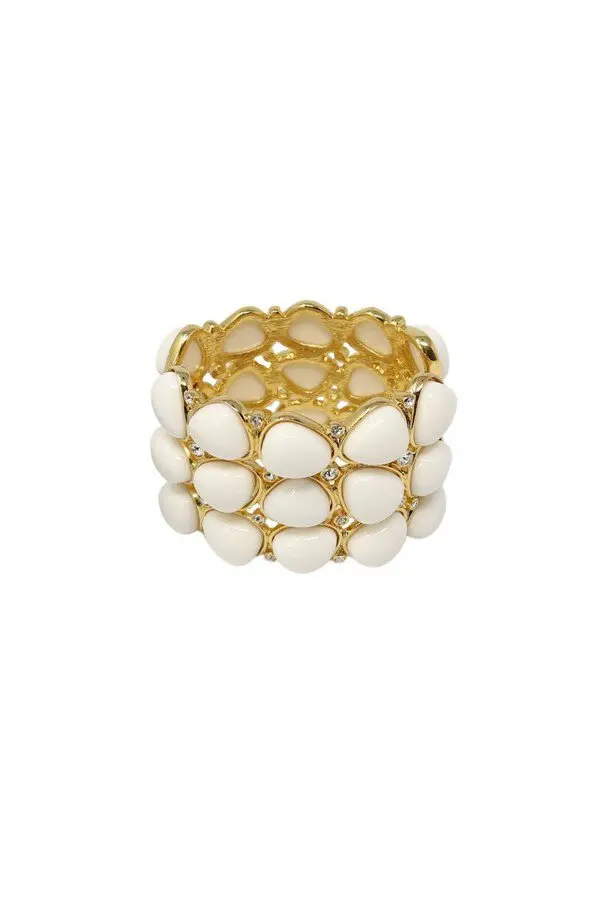 KENNETH JAY LANE 3 Row Hinged Bracelet - White
