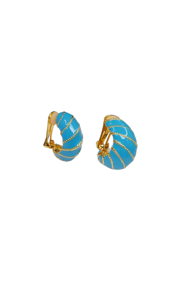 KENNETH JAY LANE Turquoise Hoop Clip Earrings - Gold