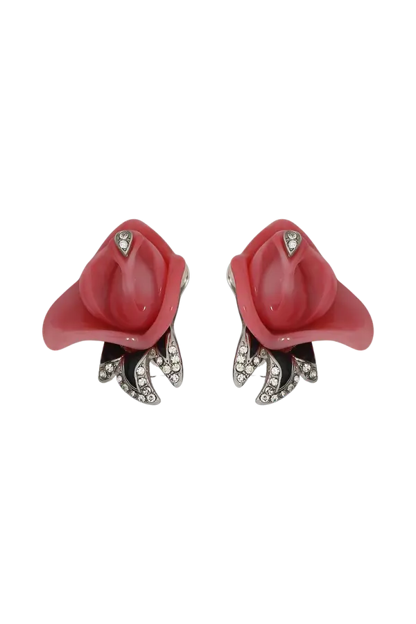 KENNETH JAY LANE Leaves Clip On Earrings - Pink