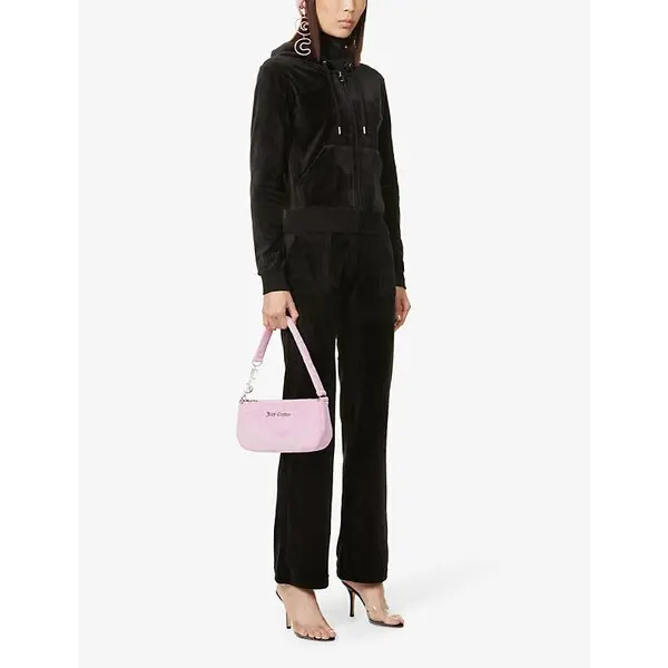 Juicy Couture Logo-embroidered Velour Trousers - Black