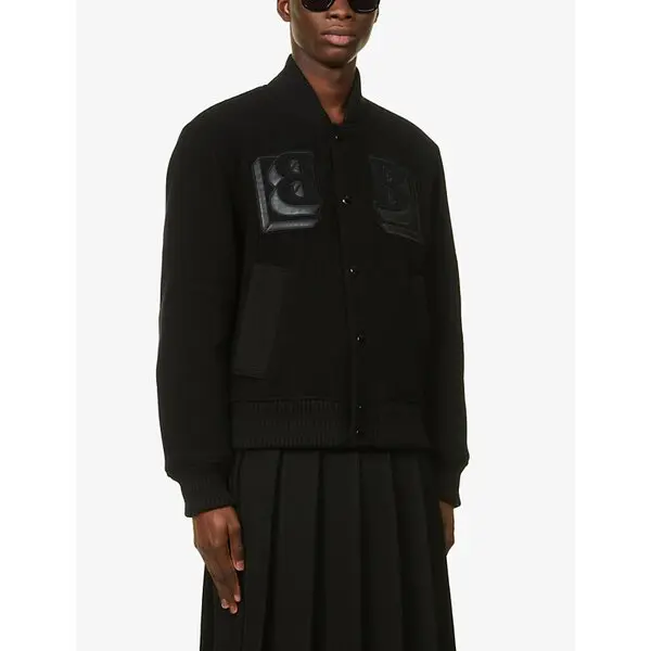 Burberry Padleigh Brand-Print Wool-Blend Jacket - Black  display picture 1