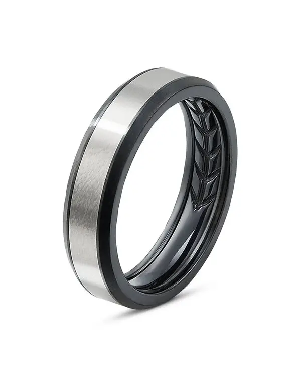 David Yurman Titanium Beveled Band - Silver/black