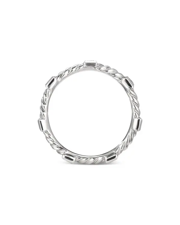 David Yurman 18k Cable Collectibles Stack Ring - White Gold