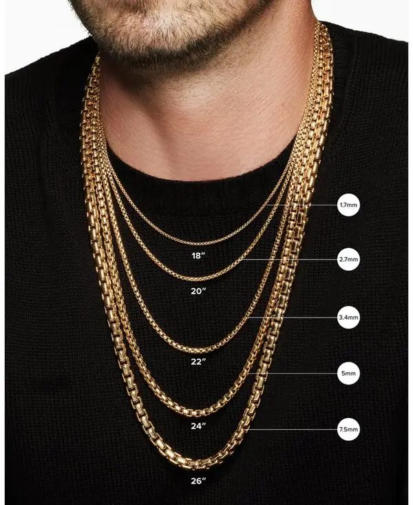 David Yurman 18k Yellow Box Chain Necklace - Gold