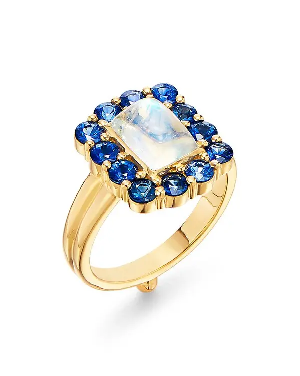 Temple St. Clair 18k Yellow Gold Moonstone And Blue Sapphire Ring - Blue/gold