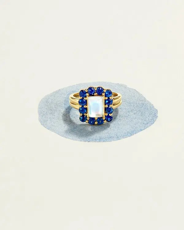 Temple St. Clair 18k Yellow Gold Moonstone And Blue Sapphire Ring