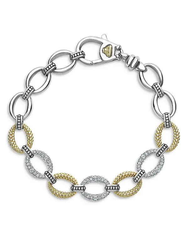 Lagos Caviar Luxe Diamond Link Bracelet - Silver/gold