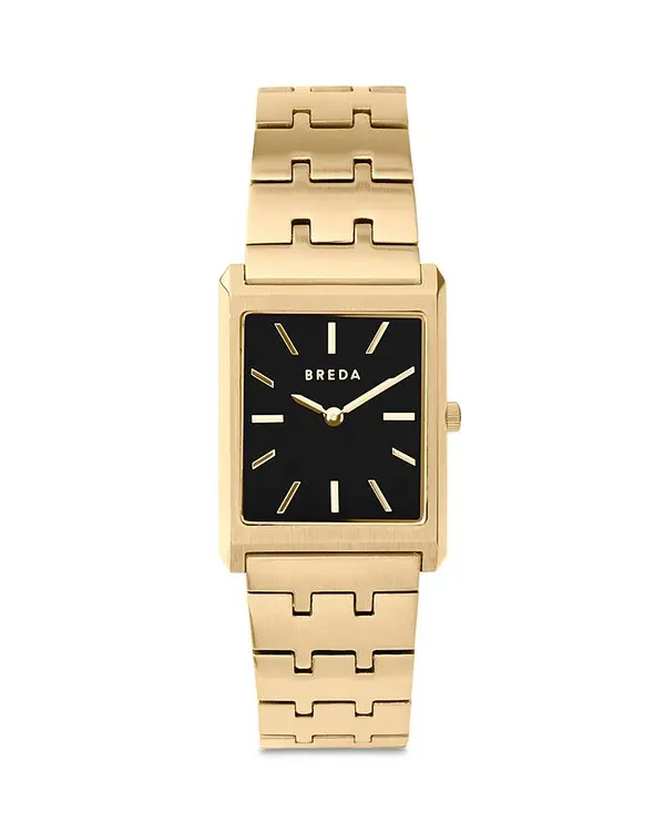 BREDA Rectangular Stainless Steel Watch - Black/gold