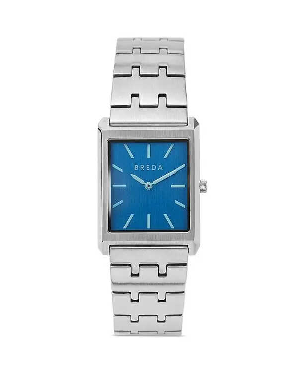 BREDA Rectangular Stainless Steel Watch - Blue/silver