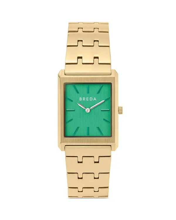 BREDA Rectangular Stainless Steel Watch - Green/gold