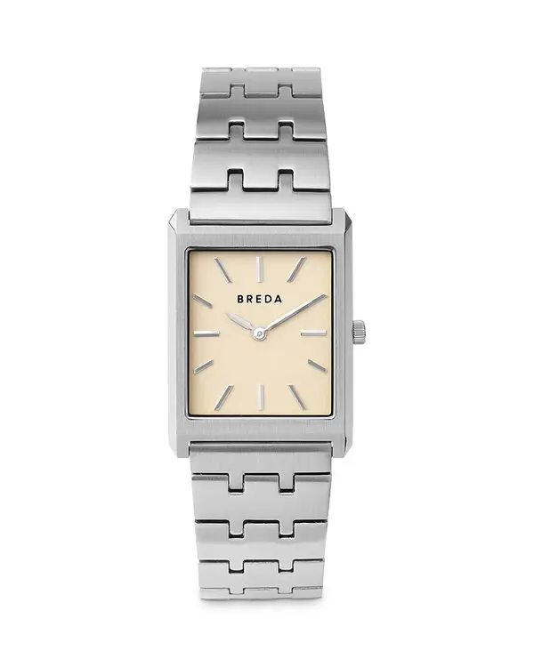 BREDA Rectangular Stainless Steel Watch - White/silver