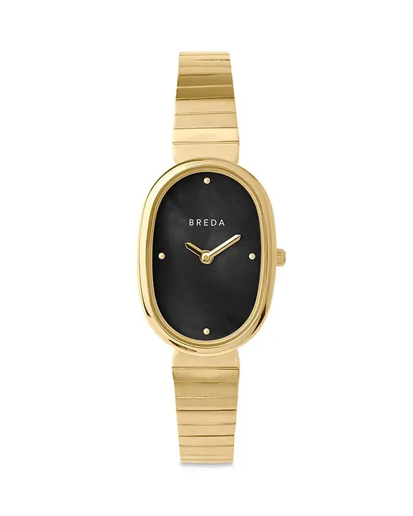 BREDA Jane Watch With Oval Black Dial And Gold Tone Case - Black/gold