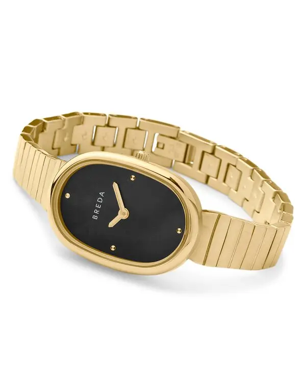 BREDA Jane Watch With Oval Black Dial And Gold Tone Case - Black/gold