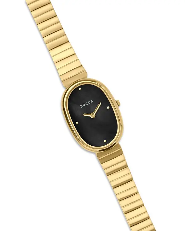 BREDA Jane Watch With Oval Black Dial And Gold Tone Case - Black/gold