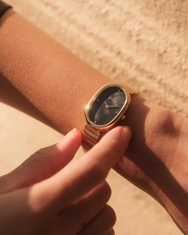 BREDA Jane Watch With Oval Black Dial And Gold Tone Case - Black/gold