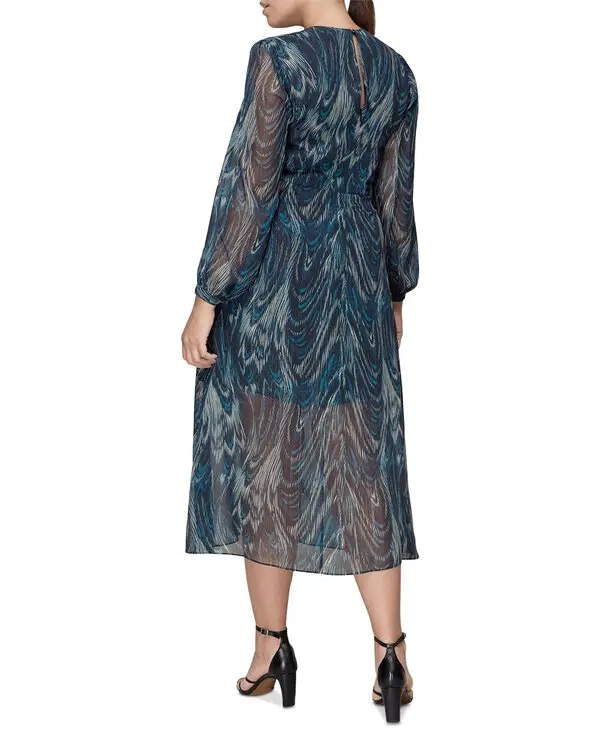 Whistles Wave Print Ruched Dress