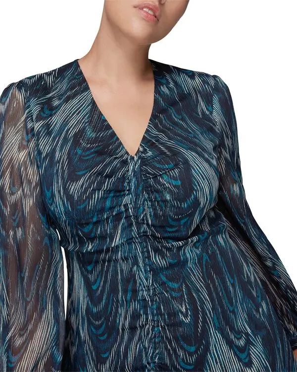 Whistles Wave Print Ruched Dress
