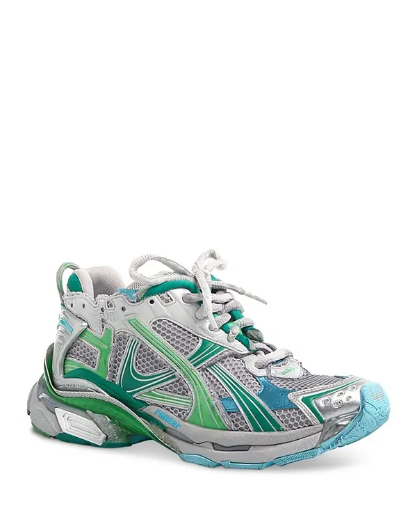 Balenciaga Runner Low Top Sneakers - Grey/green/blue