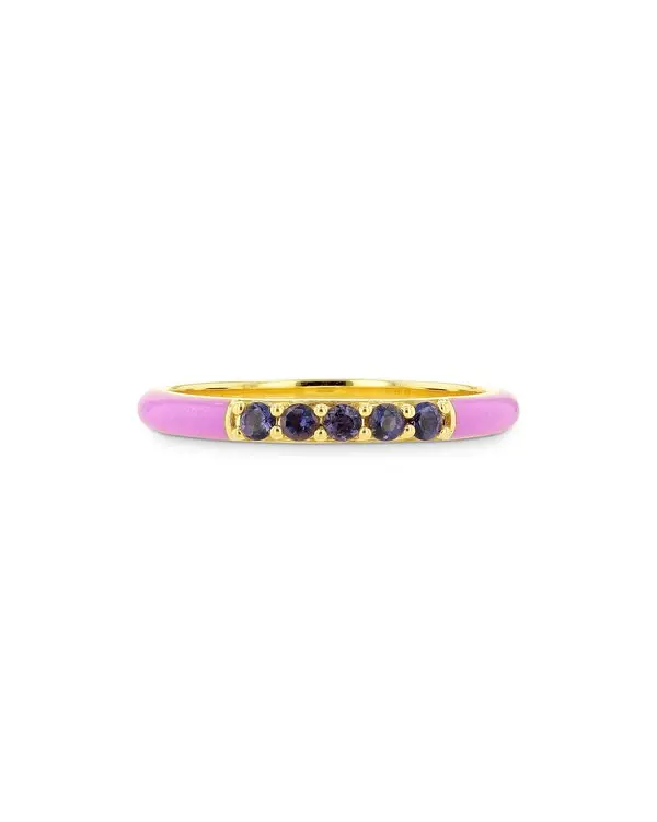 RACHEL REID JEWELRY 14k Yellow Gold And Enamel Iolite Ring