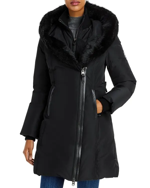 Mackage Kay Hooded Down Shearling Coat - Black