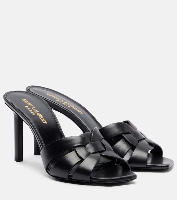 Saint Laurent Tribute 85 Leather Sandals - Black