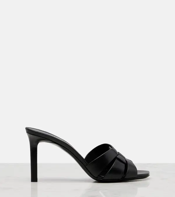 Saint Laurent Tribute 85 Leather Sandals - Black