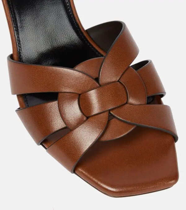Saint Laurent Tribute 85 Leather Sandals - Brown
