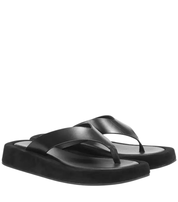 THE ROW Ginza Leather And Suede Sandals - Black