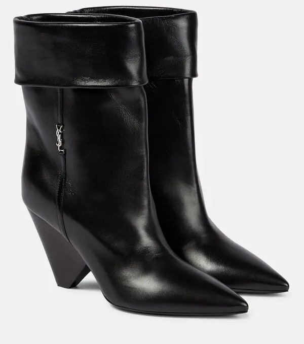 Saint Laurent Niki 85 Leather Ankle Boots