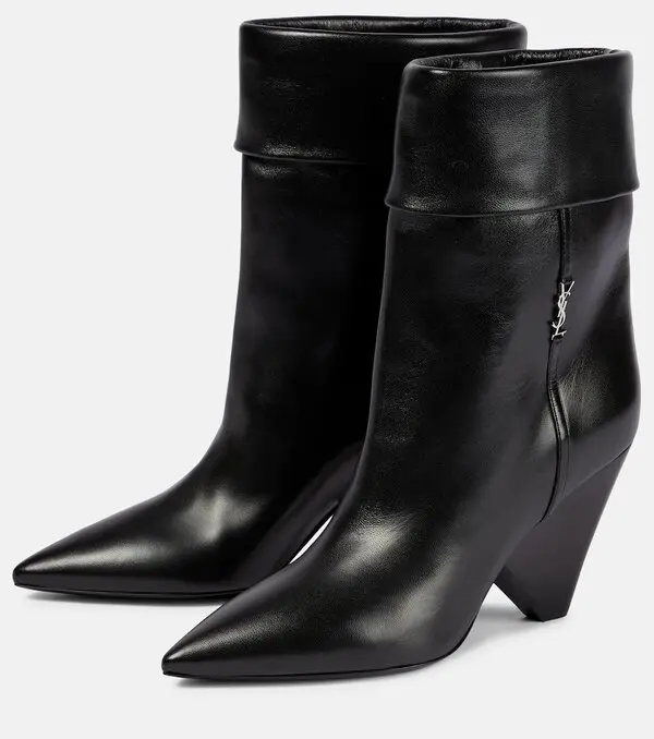 Saint Laurent Niki 85 Leather Ankle Boots