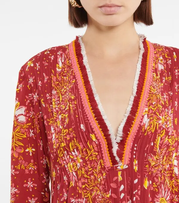 Poupette St Barth Ola Fringed Printed Minidress