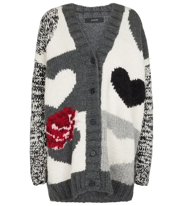 JOSEPH Intarsia Wool-blend Cardigan - Multicoloured