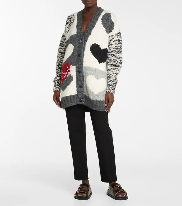 JOSEPH Intarsia Wool-blend Cardigan