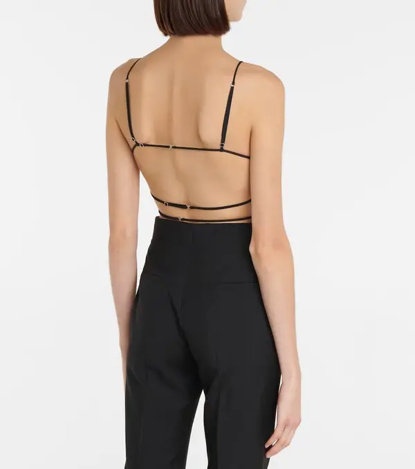 NENSI DOJAKA Tie-trimmed Gabardine Bra - Black