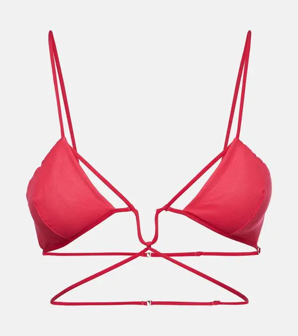 NENSI DOJAKA Tie-trimmed Gabardine Bra - Red