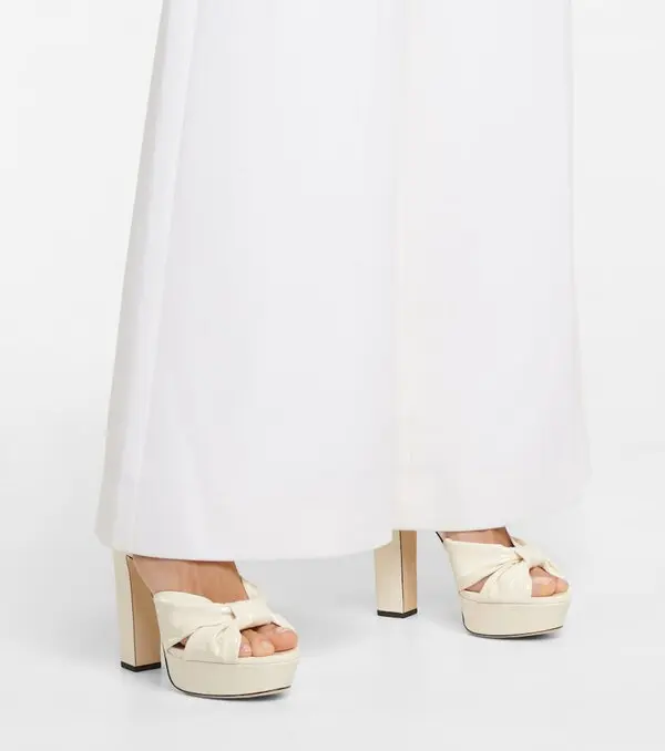JIMMY CHOO Patent Leather Platform Sandals - White
