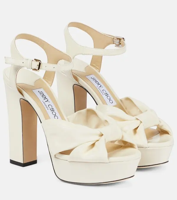 JIMMY CHOO Patent Leather Platform Sandals - White