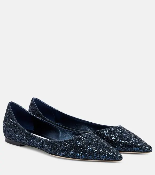 JIMMY CHOO Love Glitter Ballerinas - Blue