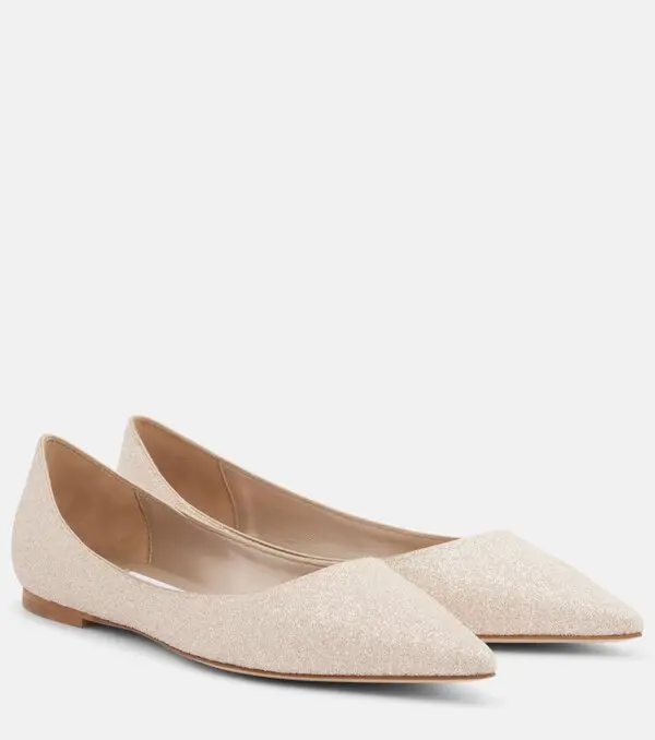 JIMMY CHOO Love Glitter Ballerinas - Gold