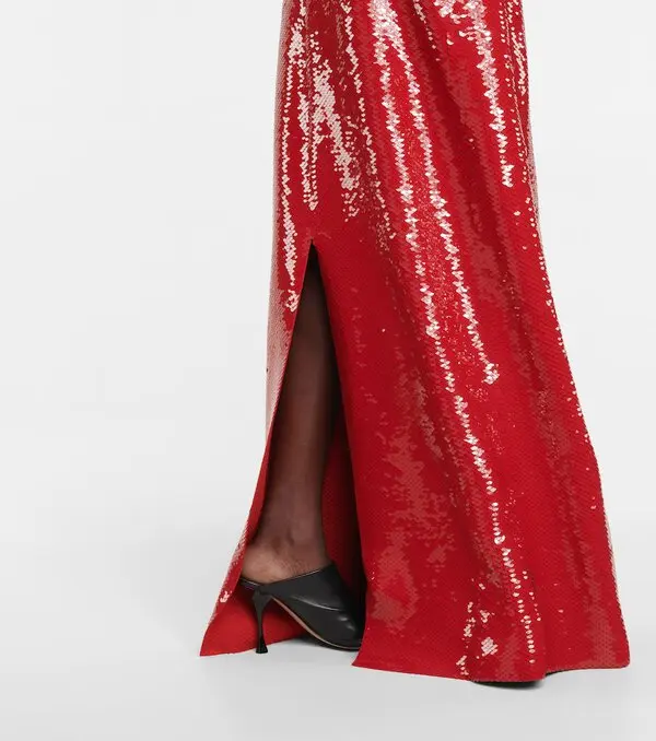 bottega veneta red sequin dress Katy Perry's Bottega Veneta Red Sequin Strapless Dress