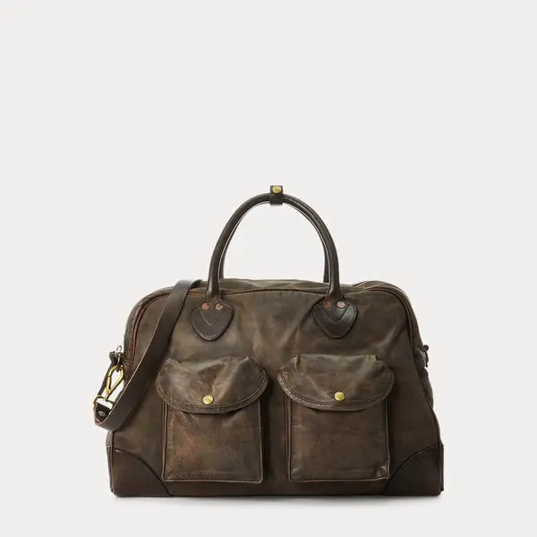 Ralph Lauren Leather Duffle - Black Over Brown