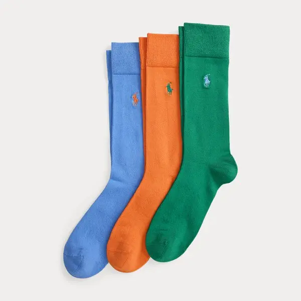 Ralph Lauren Supersoft Trouser Socks 3-pack - Blue/orange/green