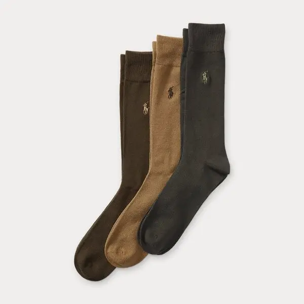 Ralph Lauren Supersoft Trouser Socks 3-pack - Dark Brown