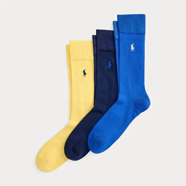 Ralph Lauren Supersoft Trouser Socks 3-pack - Yellow/royal/navy