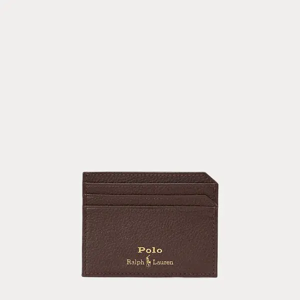 Ralph Lauren Pebbled Leather Card Case - Dark Brown