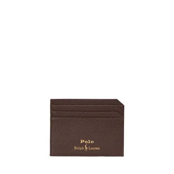 Ralph Lauren Pebbled Leather Card Case - Dark Brown