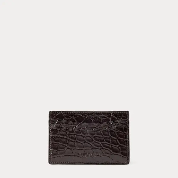 Ralph Lauren Alligator Card Case - Dark Brown
