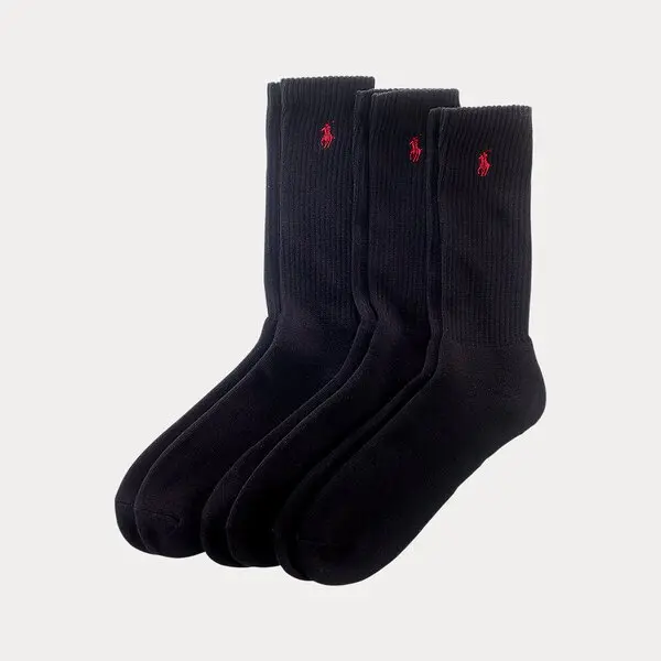 Ralph Lauren Cotton-blend Crew Socks 3 Pack - Black