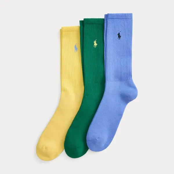 Ralph Lauren Cotton-blend Crew Socks 3-pack - Blue/green/yellow